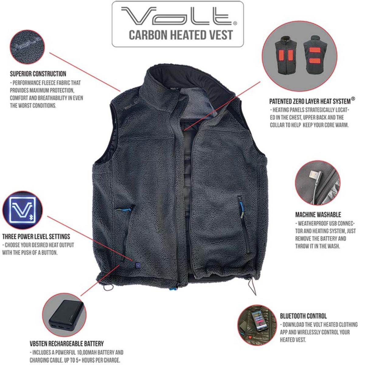 Volt Heat 5V Carbon Heated Fleece Vest - The Warming Store