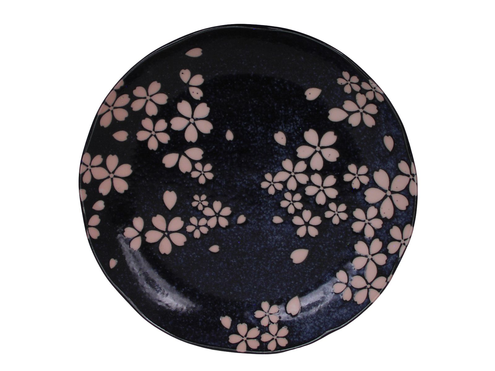 10 Inch Blue and Pink Sakura Japanese Ceramic Dinner Plate