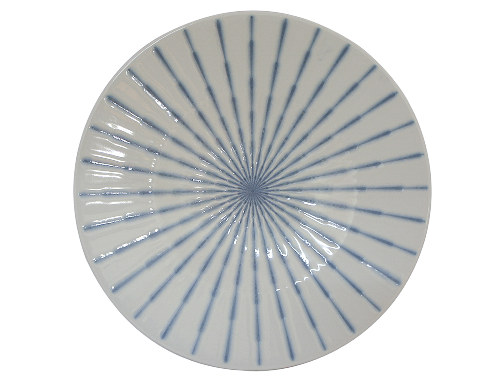 11-7/8 Inch Blue and White Starburst Japanese Plate