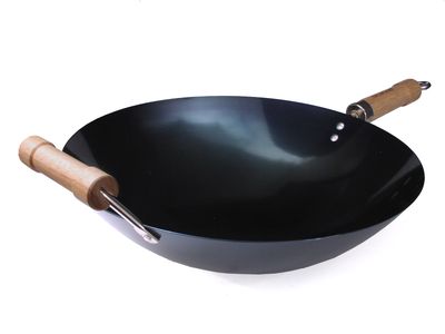 14 Inch Double Handle Pre-Seasoned Round Bottom Wok