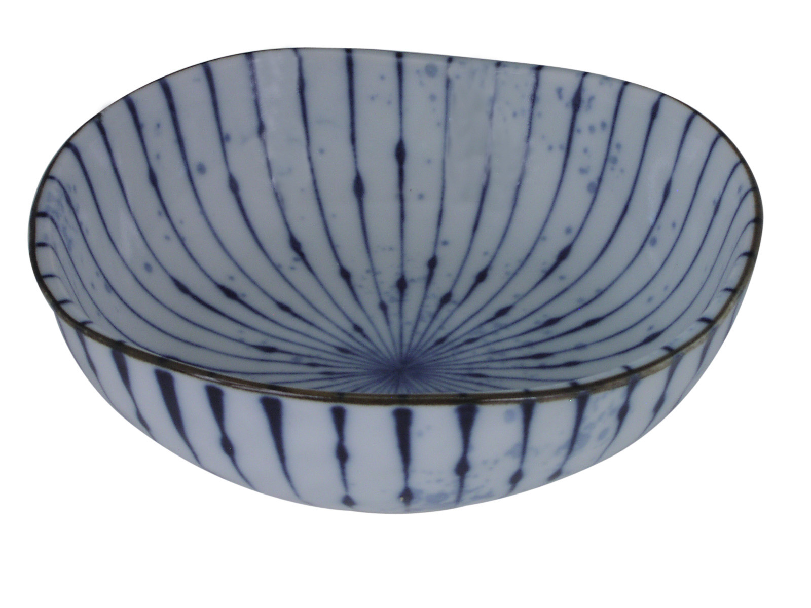 5-1/2 Inch Wabi-Sabi Blue and White Japanese Ceramic Bowl