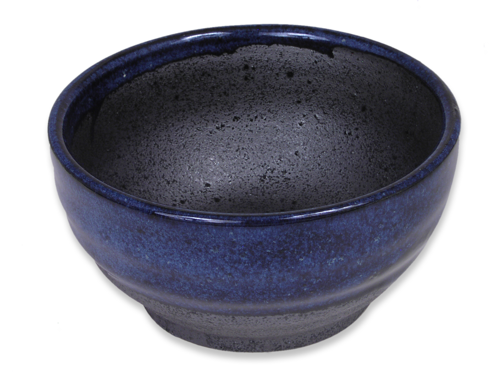 5 Inch Matte Black/Shiny Blue Japanese Rice Bowl