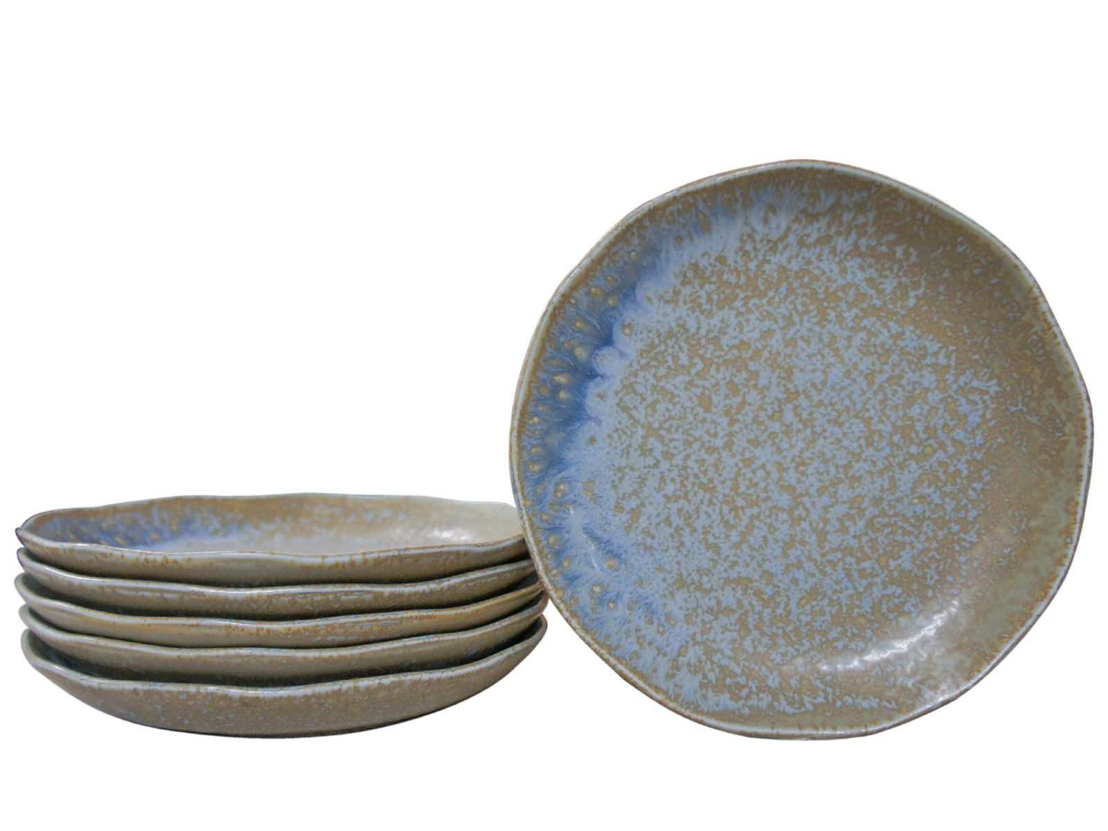 8-1/4 Inch Arctic Ice Japanese Ceramic Plate Set for Six
