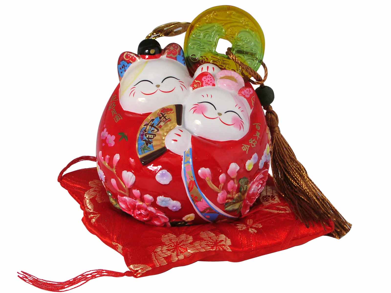 Adorable Bride and Groom Good Luck Cat Coin Bank