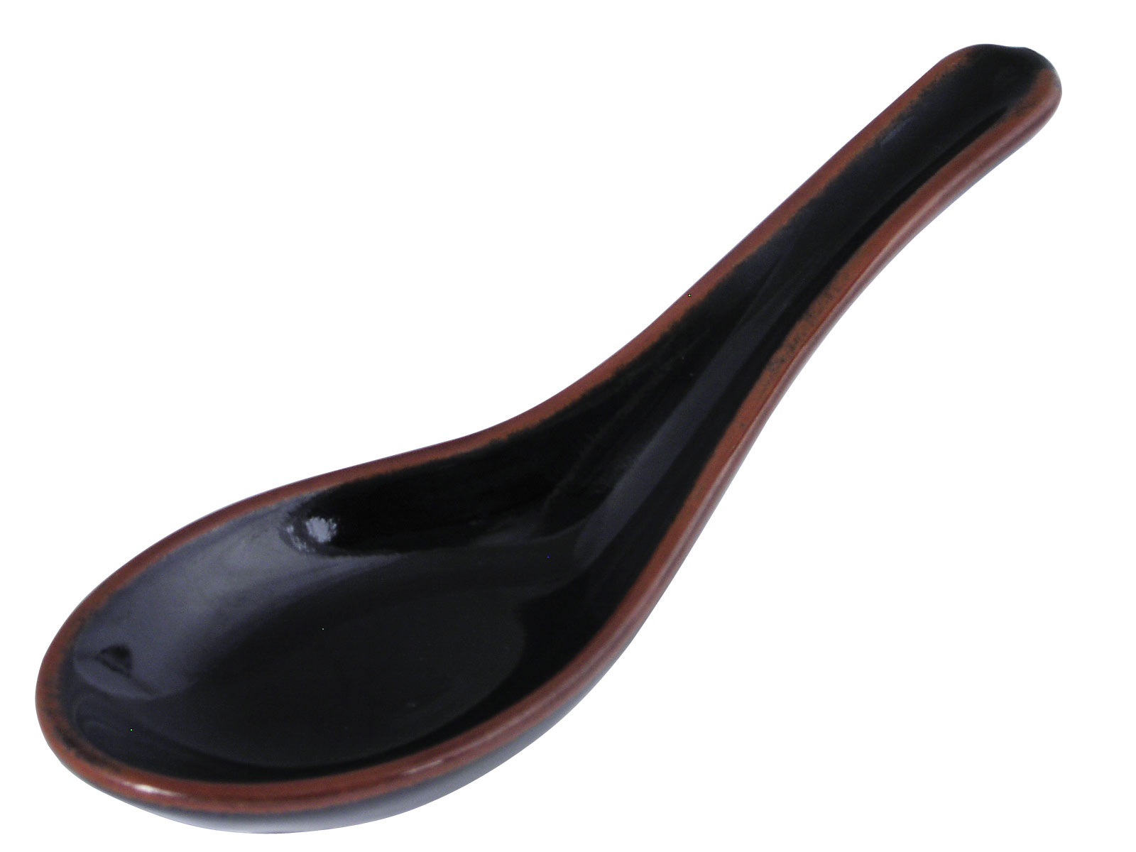 Black and Brown Contemporary Ceramic Asian Soup Spoon