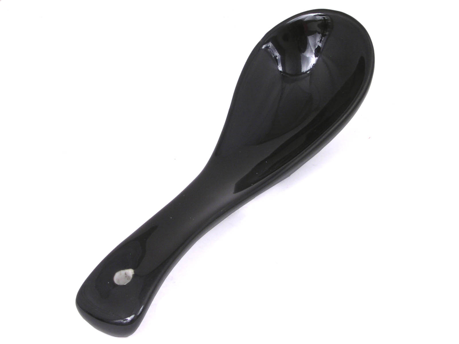 Black Glazed Porcelain Soup Spoon