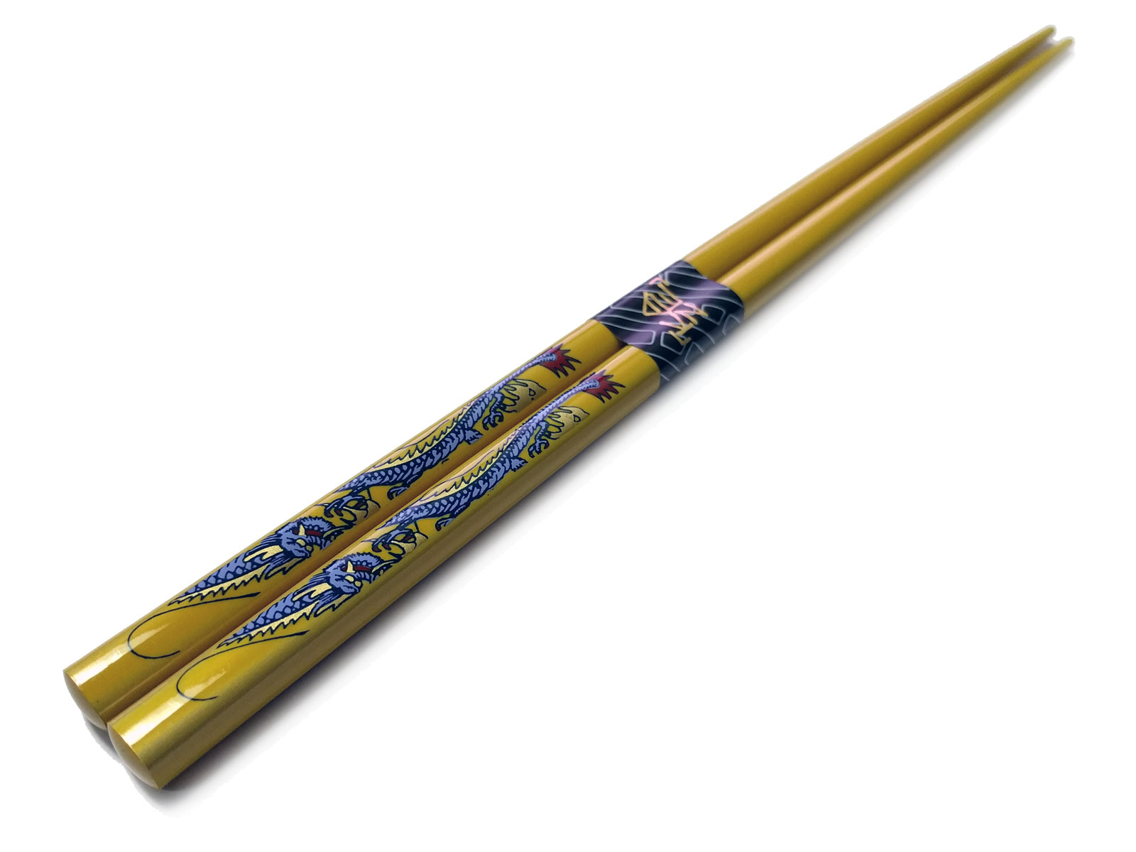 Blue Dragon on Gold Wooden Chopsticks