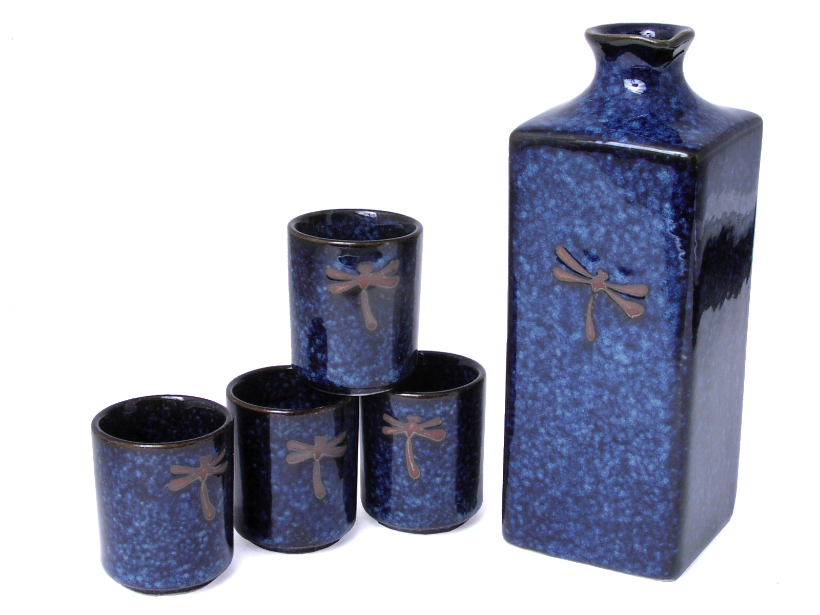 Blue Dragonfly Sake Set