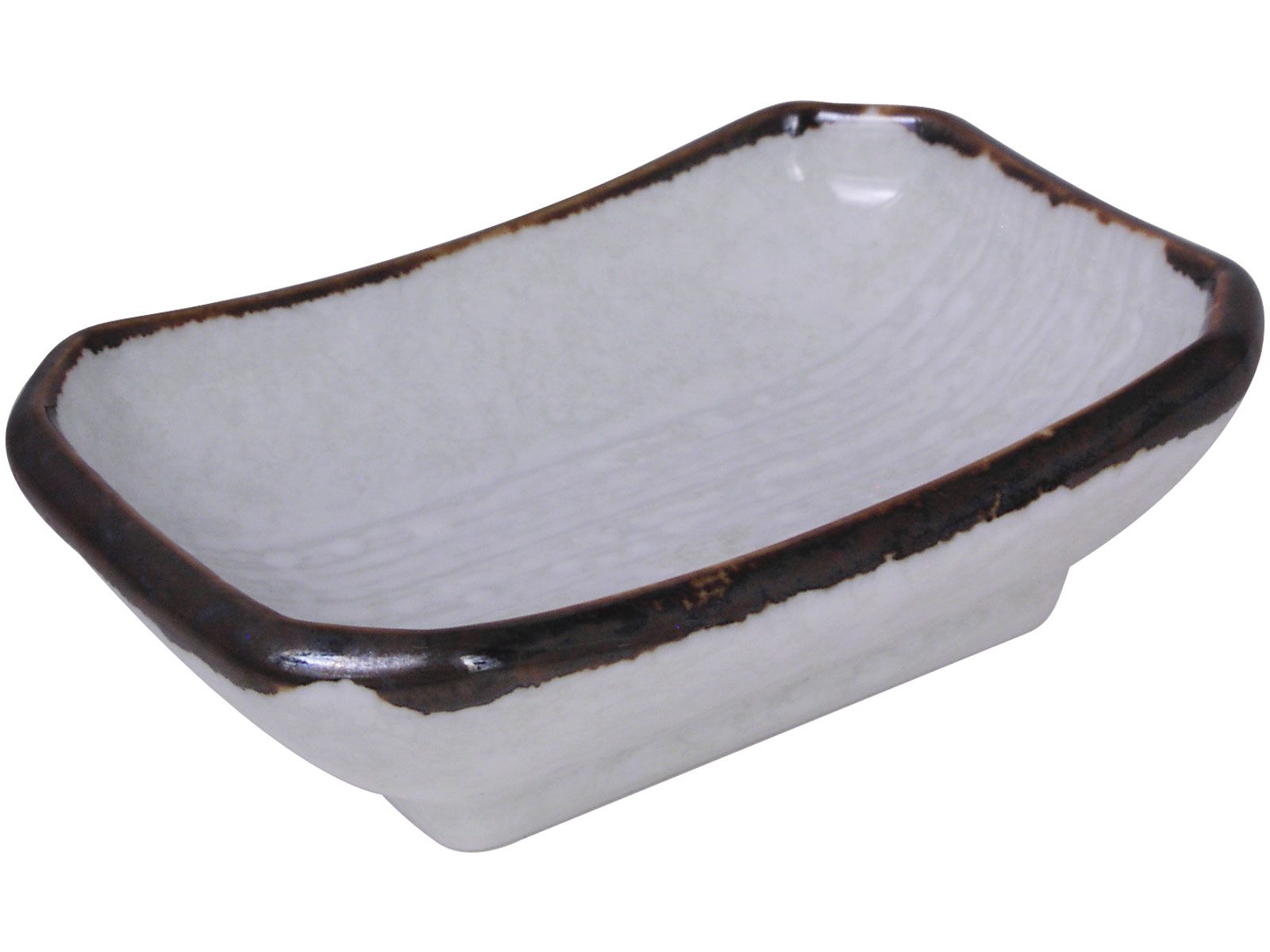 Contemporary Brown on White Octagonal Ceramic Saucer