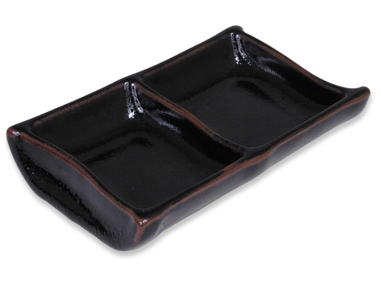 Earthen Black and Brown Japanese Soy Sauce Dish