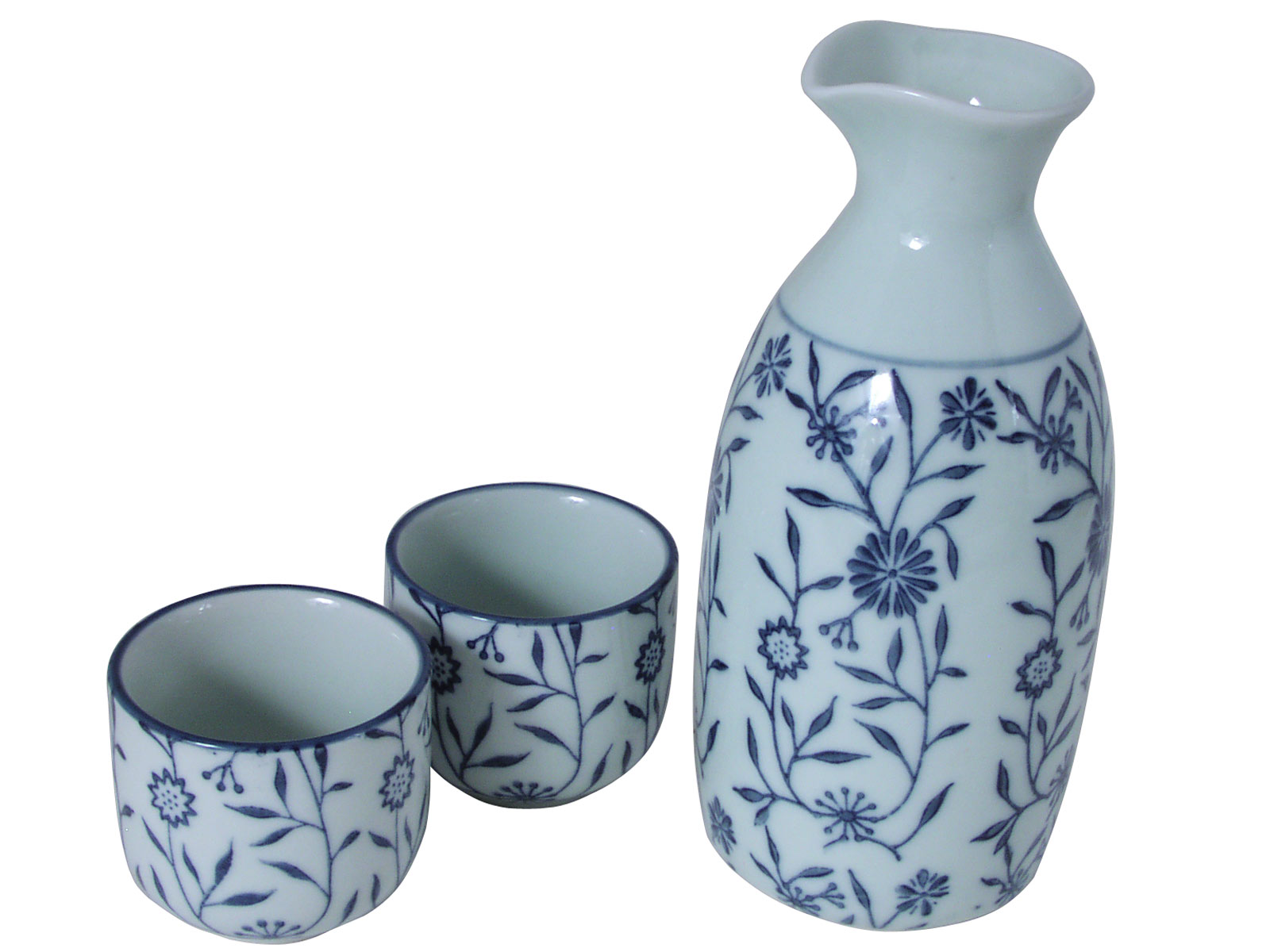 Elegant Blue and White Ceramic Spring Blossoms Microwave Safe Sake Set ...