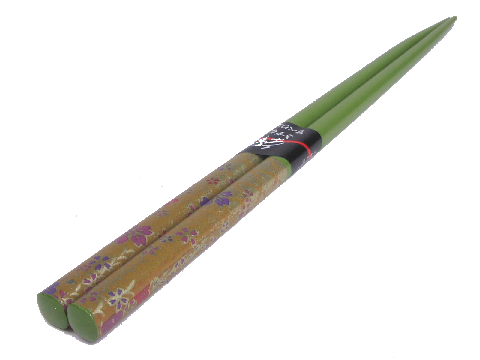 Flowers on Gold/Green Chopsticks