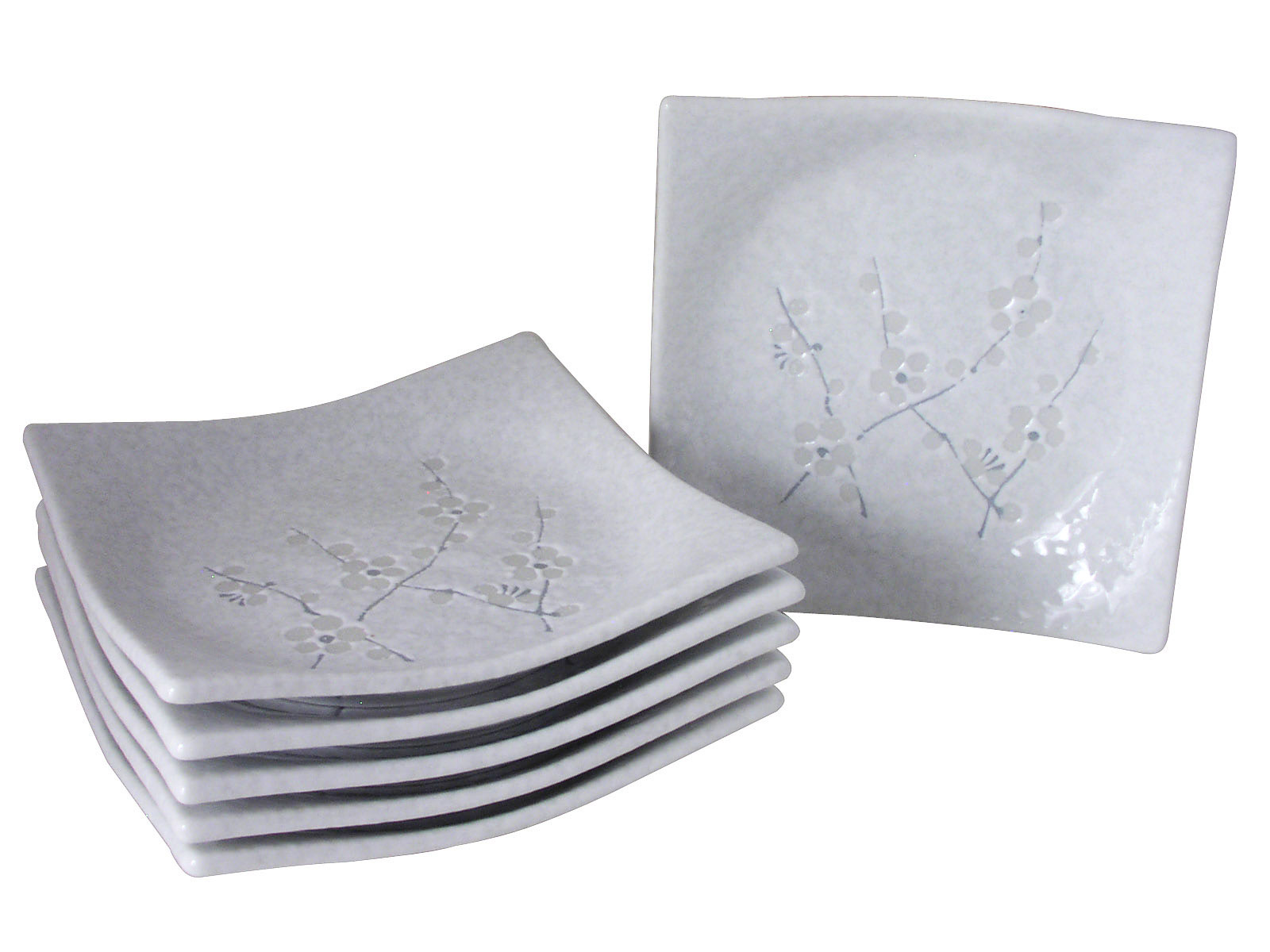 Minimalist White Cherry Blossom Collection Square Oriental Dinnerware ...