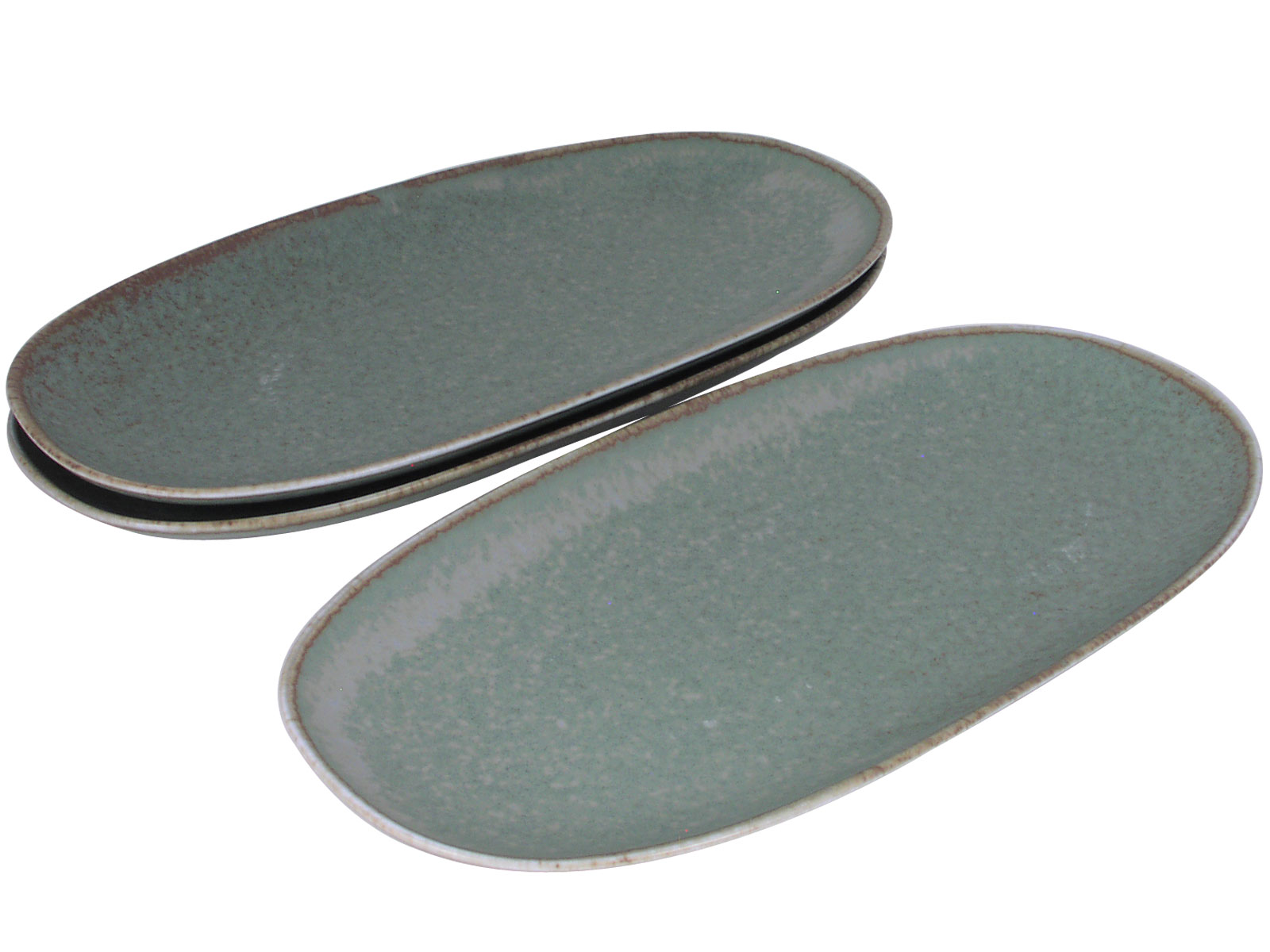 Moss Green Japanese Sushi Serving Plates Set of Three