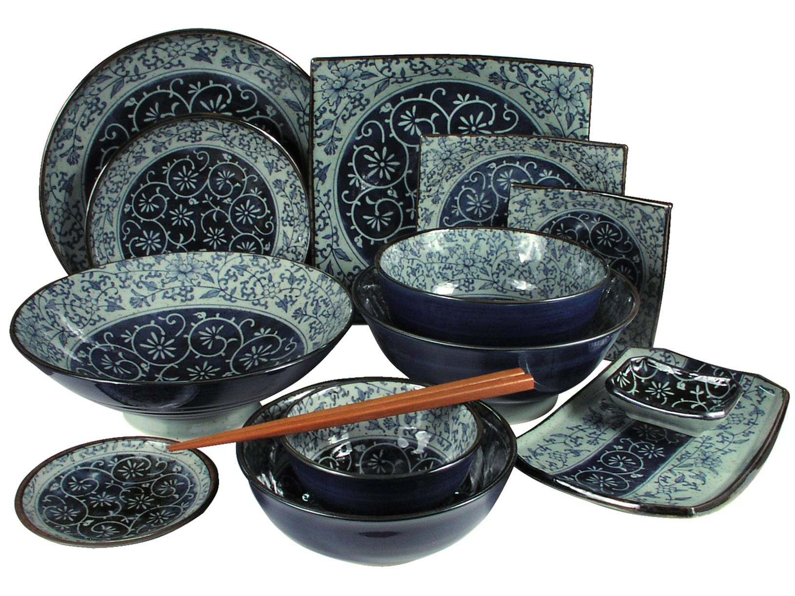 Rustic Dark Green, Blue and Cream Karakusa