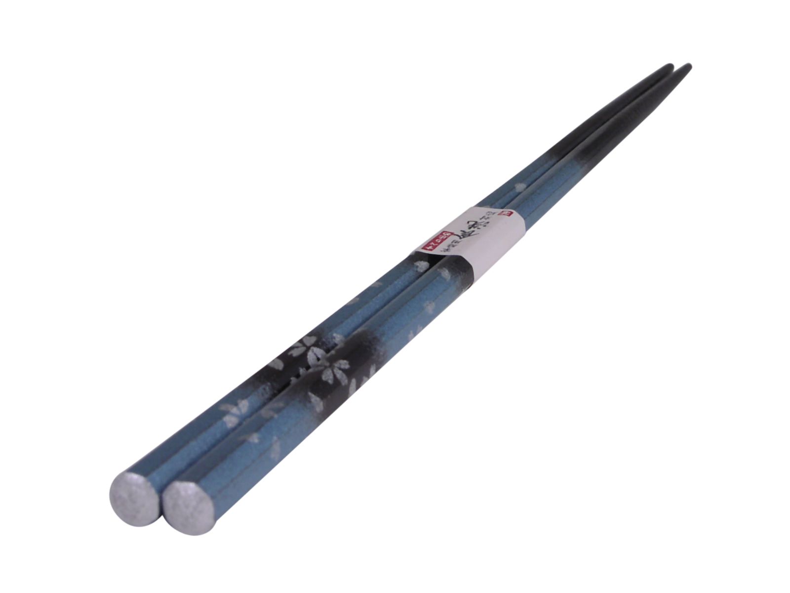 Silver Cherry Blossom Octagonal Blue Japanese Chopsticks