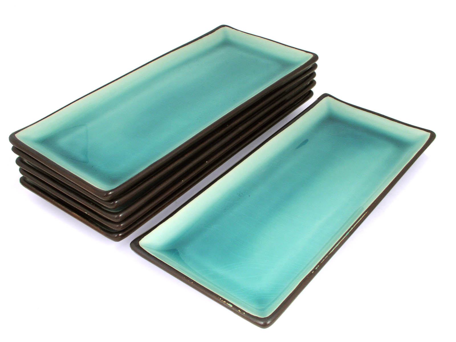 Tropical Teal Rectangular Plate Set (1 set of 5 plates only)