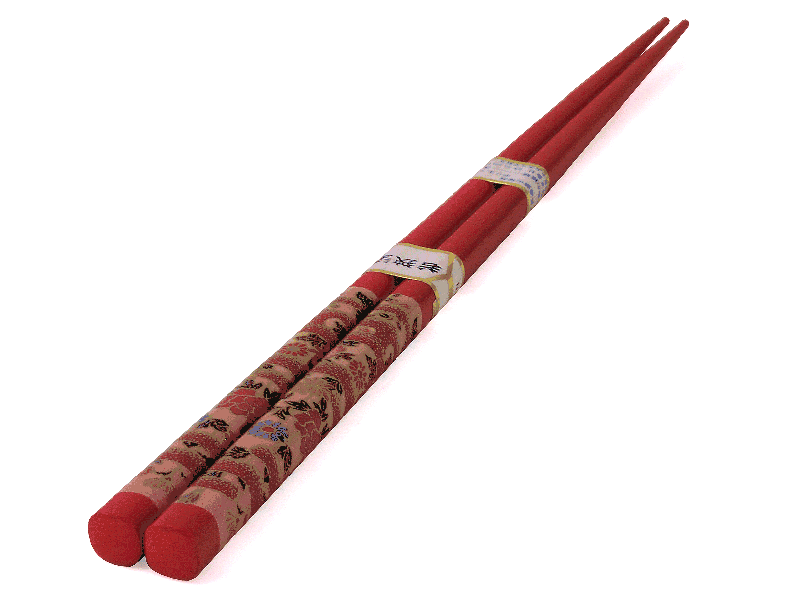 Unique Gold lined Japanese blossoms Red Chopsticks