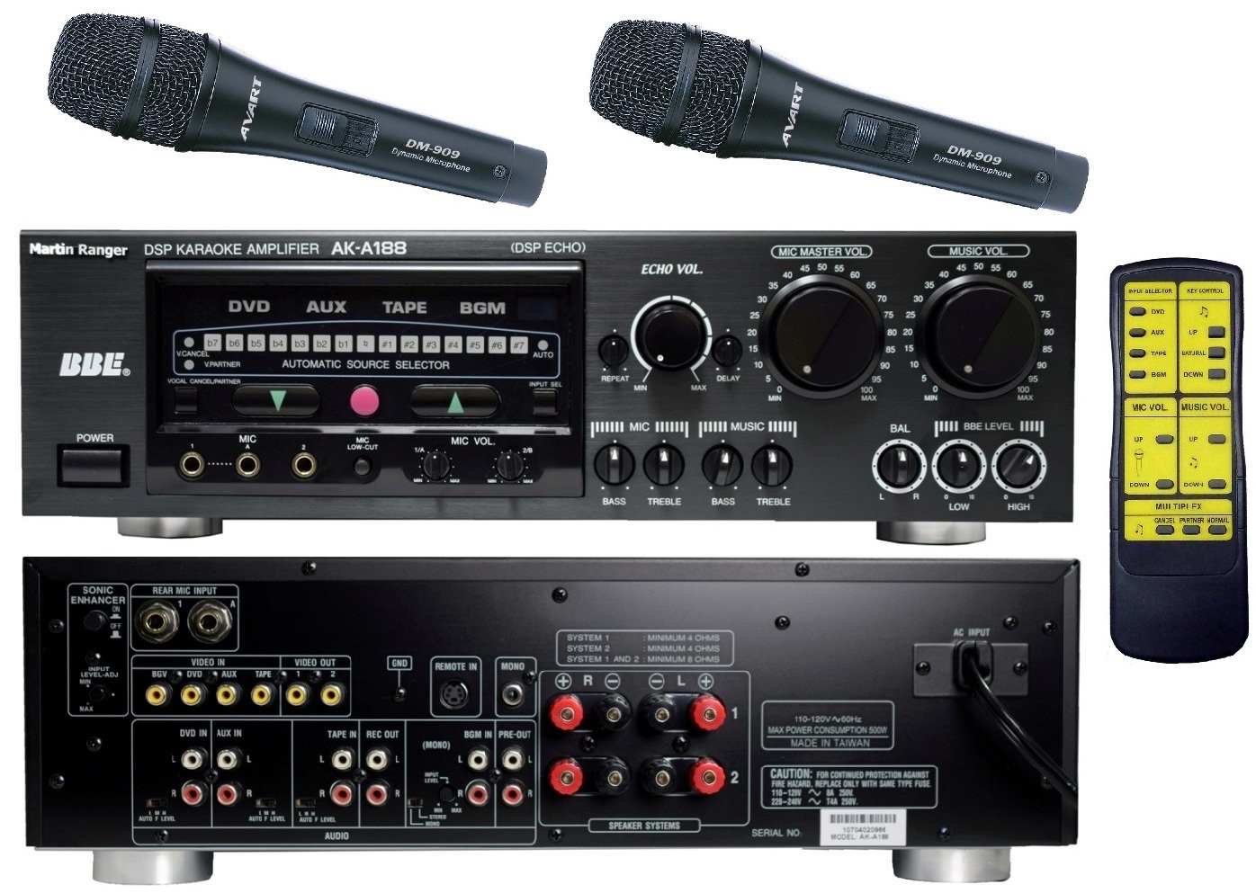 Martin Ranger AK-A188 1000W Karaoke Amplifier with Built-In Echo and BBE