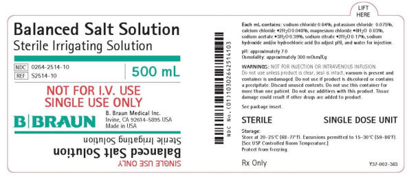 500mL Balanced Salt Solution in Glass Container (Rx), 12/cs BBRAUN S2514-10