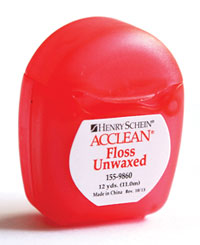 Acclean Floss Unwaxed 12yd 72/Bx HS FL-024