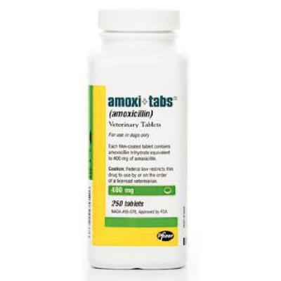 Amoxi-Tabs Amoxicillin Tablets 400 mg , 250/Bottle ZOETIS 10000481