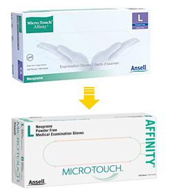 ANSELL MICRO-TOUCH AFFINITY SYNTHETIC EXAM GLOVES DIFFERENT SIZES
