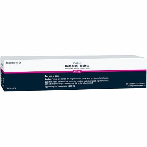 Betacillin (Amoxicillin and Clavulanate Potassium) Tablets 250mg, 210 ...