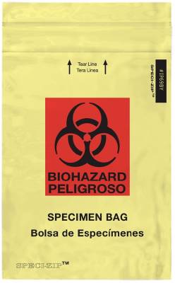 Biohazard Speci-Zip Bag 6x9" Reclosable w/ Symbol Yellow 1000/Case ...