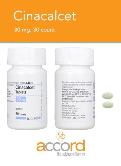 Cinacalcet HCl 30 mg Tablet Bottle 30 Tablets Accord 16729044010