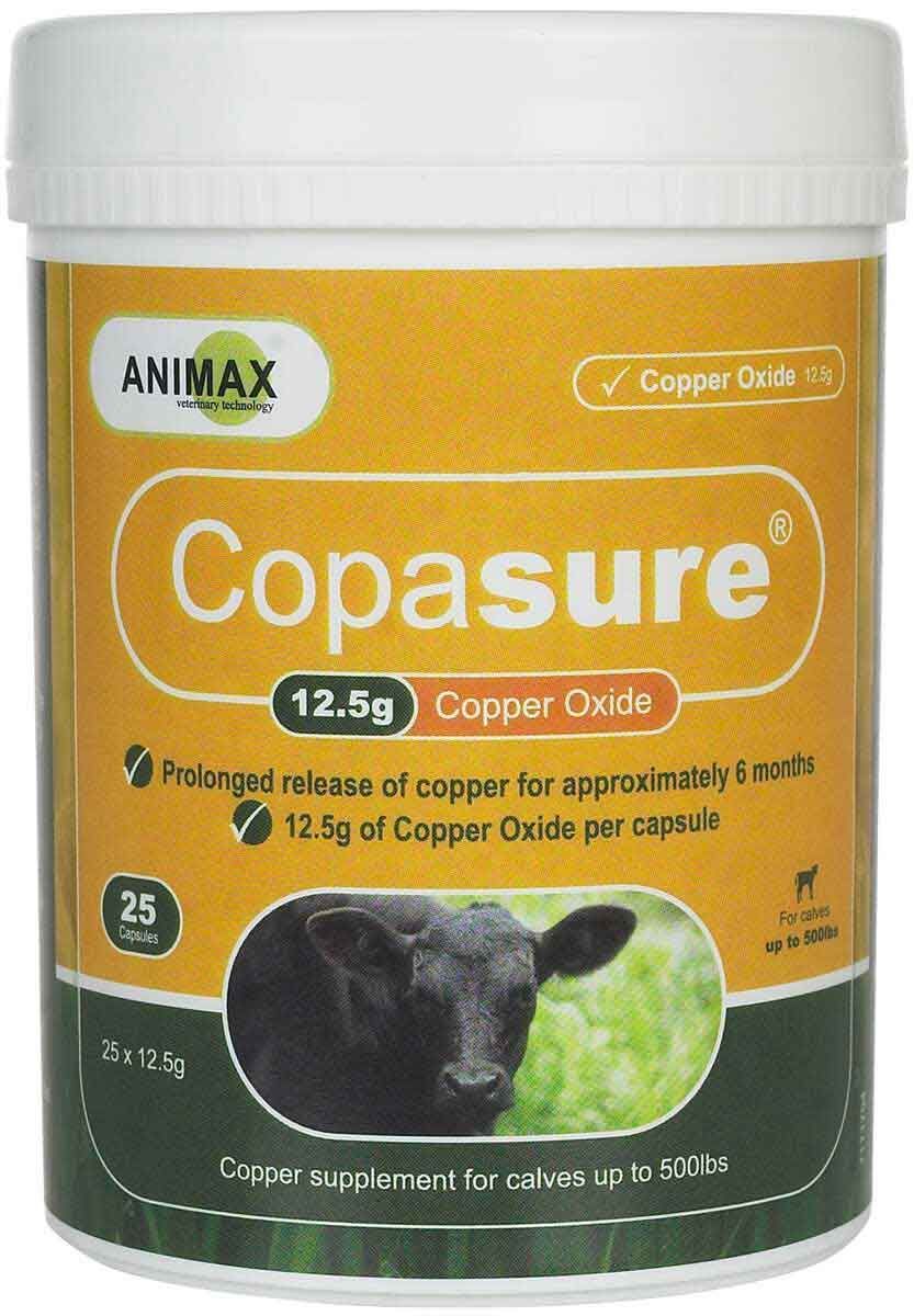 Copasure Copper Oxide Supplement for Calves 12.5gm, 25 Capsules Durvet ...