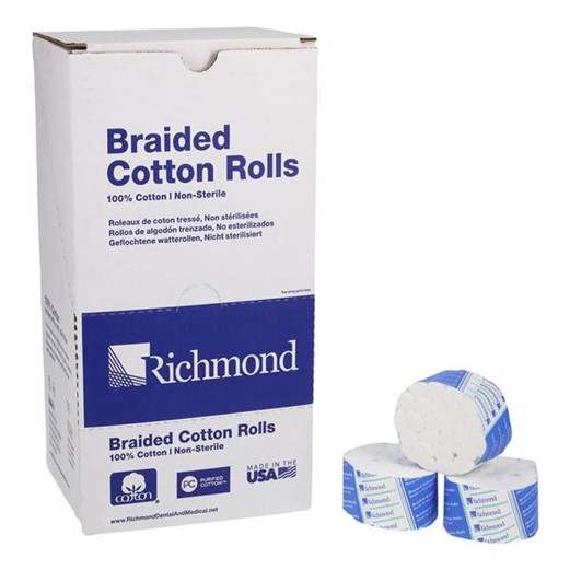 Cotton Rolls Braided 1.5" Non Sterile Large , 1000/Bx Richmond-201201