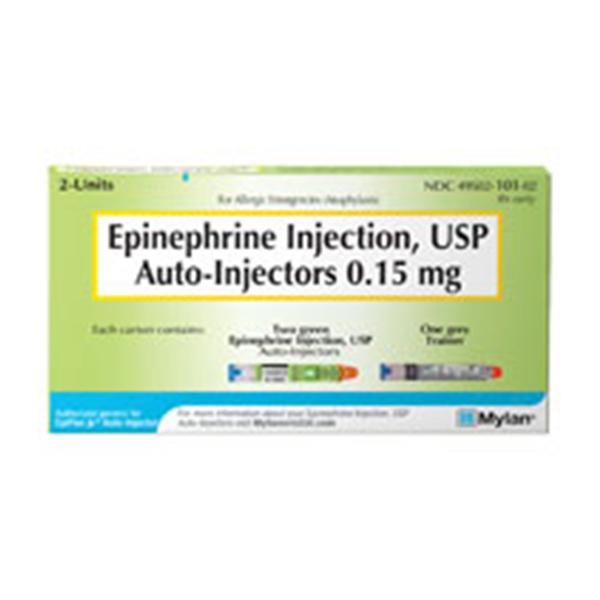 Epinephrine Jr Auto-Injector Syringe 0.15mg 2/Package Mylan 49502010102