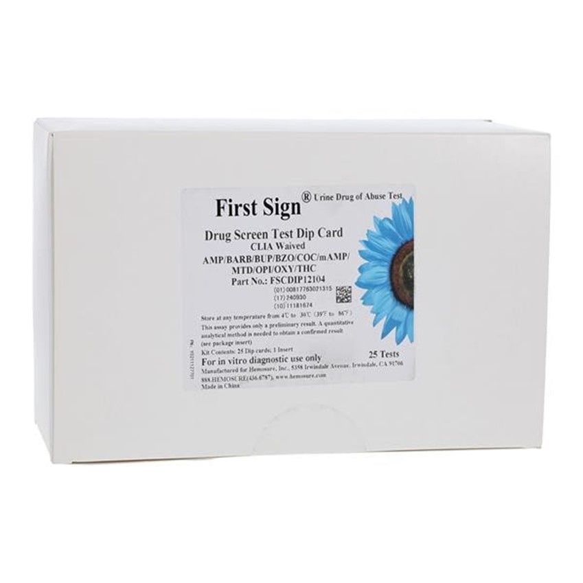 First Sign DOA: Drugs of Abuse Dipcard CLIA Waived 10 Panel AMP/BAR/BUP ...