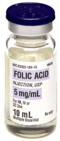 FOLIC ACID INJECTION 5MG/ML , 1X10ML
