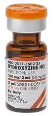 Hydroxyzine HCl Injection 50mg/mL SDV 2mL/Vl American Regent 00517560225