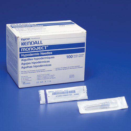 Hypo Needle, 8G x 1" A, 100/bx, 10 bx/cs SOFTPACK Kendall 1188818100