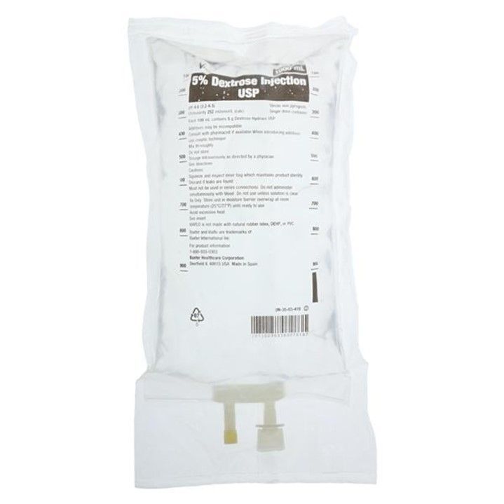 Injection Bag Dextrose 5% 1000mL Viaflo Ea, 10 EA/Case Baxter UE0064D