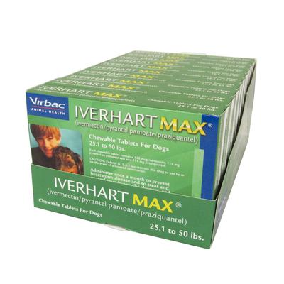 Iverhart Max Chewable Tablets 6 Doses, 10 Box/Carton 25.1-50 lb Virbac ...