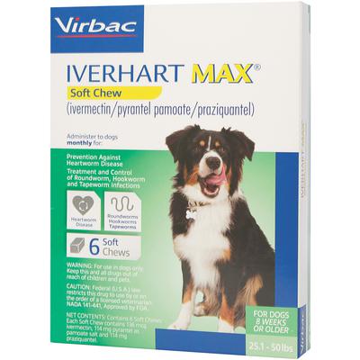 Iverhart Max Soft Chews 6 Doses 25.1Lb-50 Lb Dogs VIRBAC 50106