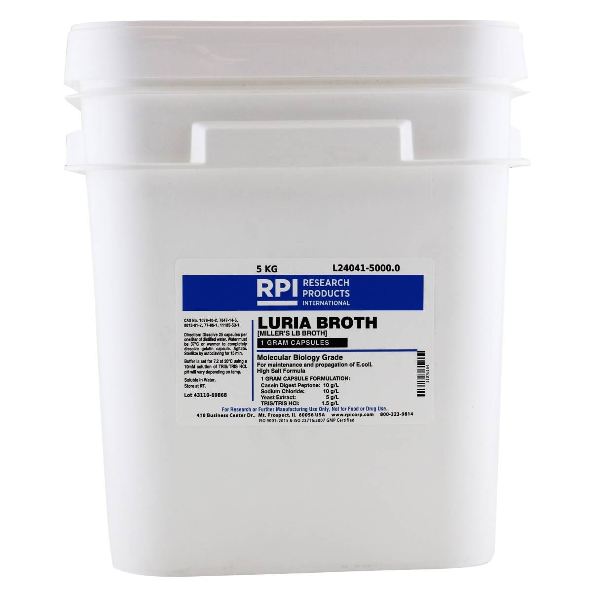 Luria Broth 1 Gram Buffered Capsules [Miller's LB Broth], 5 Kilograms ...