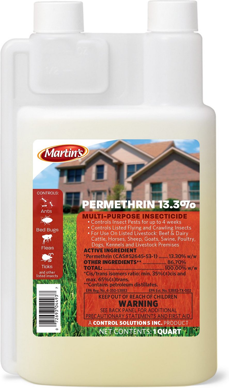 Martin's Permethrin 13.3% Multi-Purpose Insecticide, 1 Quart Control ...