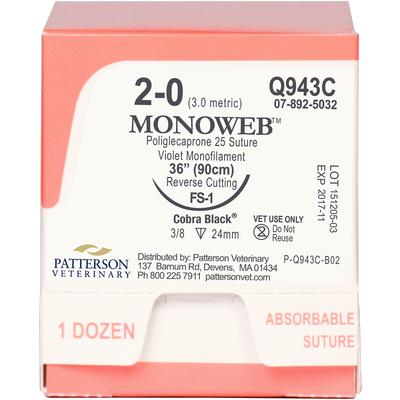 Monoweb Cobra Black Sutures Size 2/0, Q943C, 36" (FS-1) -12/Box ...