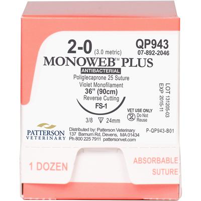 Monoweb Plus Sutures QP943, Size 2-0 , 12/Box , 36" (FS-1) PATTERSON ...