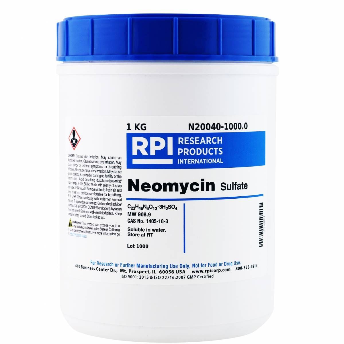 Neomycin Sulfate, 1 Kilogram RPI-N20040-1000.0