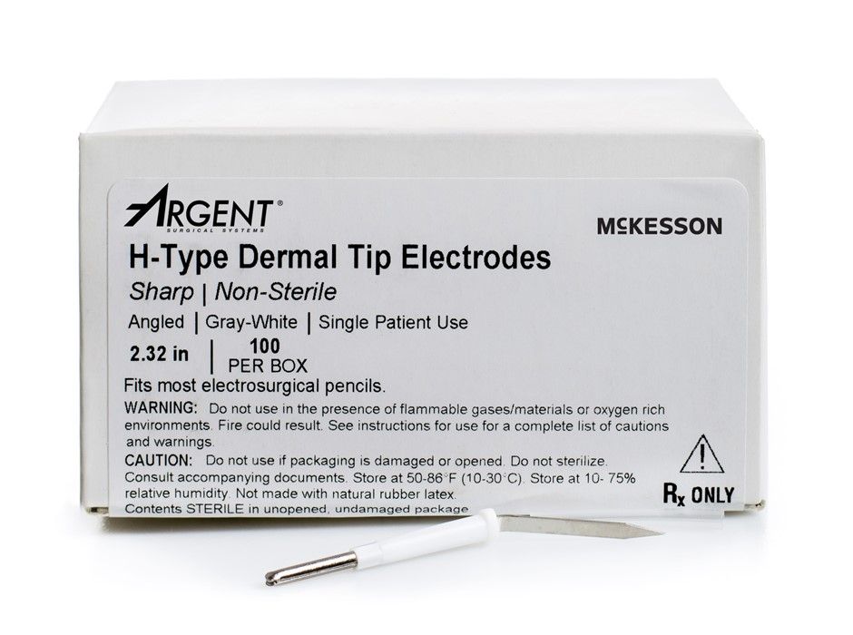 Dermal Tip Electrode Blunt Angled Blade Tip Disposable NonSterile , 100 ...