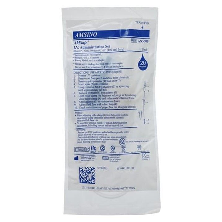 IV Extension Set AMSafe 40 Inch Tubing Without Filter Sterile , 50/Case ...