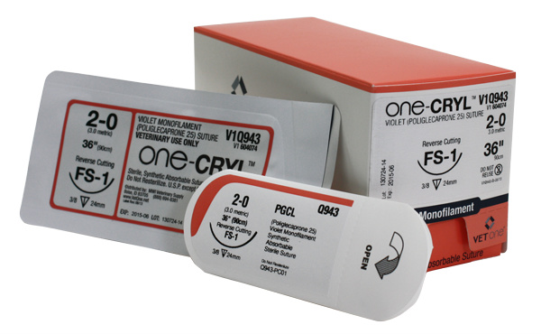 One-Cryl Synthetic Absorbable Suture #3-0, 30" Violet Monofilament ...