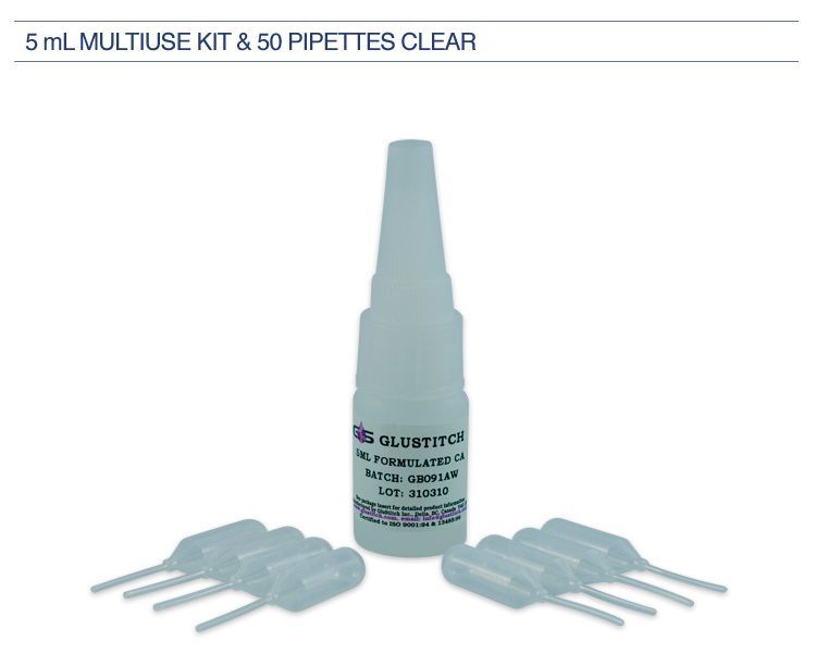 Oral Adhesive, 5 mL Bottle w/ Autoclavable Tray and 50 Pipettes, Clear ...