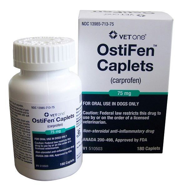 OstiFen (Carprofen) Caplets for Dogs 75mg, 180 Count Vetone 510503